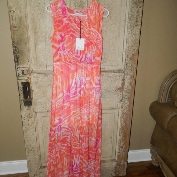 Calvin Klein | Dresses | Calvin Klein Tie Dye Maxi Dress Size 8 Aa26 ...